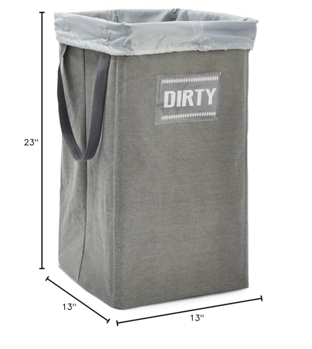 Juvale 5 Piece Large Collapsible Laundry Hamper with 2 Removable Liner Bags and Folding Frame (Grey, 13 x 23 In)