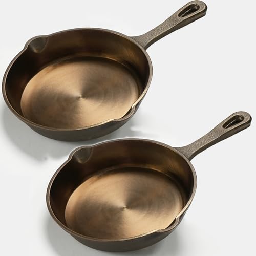 HAWOK Smooth Cast Iron Pre-Seasoned Skillet Dia.6 inch Set of 2