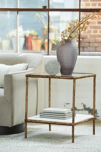 Signature Design by Ashley Ryandale Contemporary Accent Table, Antique Brass Finish