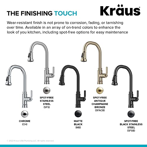 KRAUS Allyn Transitional Industrial Pull-Down Single Handle Kitchen Faucet in Spot-Free Stainless Steel, KPF-4101SFS