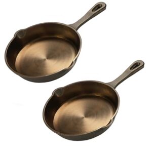 hawok smooth cast iron pre-seasoned skillet dia.6 inch set of 2