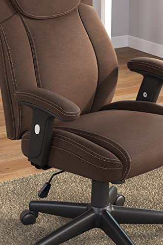 Signature Design by Ashley Corbindale Classic Upholstered Home Office Swivel Desk Chair, Brown & Black