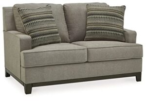 signature design by ashley kaywood modern loveseat with accent pillows, gray