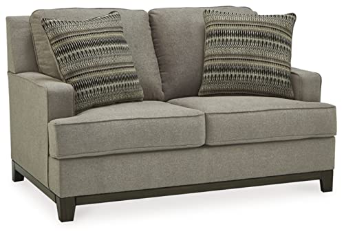 Signature Design by Ashley Kaywood Modern Loveseat with Accent Pillows, Gray