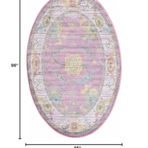 Rugs.com Paragon Collection Rug – 5' x 8' Oval Pink Medium-Pile Rug Perfect for Living Rooms, Large Dining Rooms, Open Floorplans