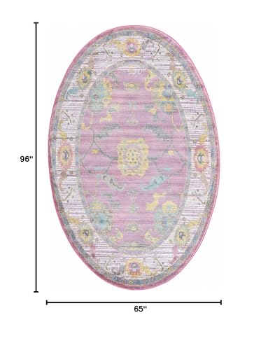 Rugs.com Paragon Collection Rug – 5' x 8' Oval Pink Medium-Pile Rug Perfect for Living Rooms, Large Dining Rooms, Open Floorplans