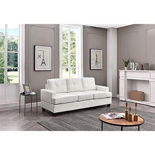 Glory Furniture Sandridge Faux Leather Sofa in White