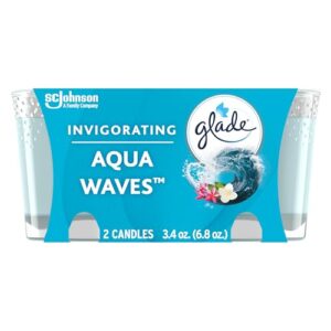 glade candle jar, air freshener, aqua waves, 3.4 oz, 2 count