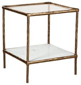 signature design by ashley ryandale contemporary accent table, antique brass finish