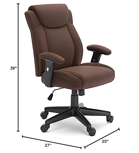 Signature Design by Ashley Corbindale Classic Upholstered Home Office Swivel Desk Chair, Brown & Black