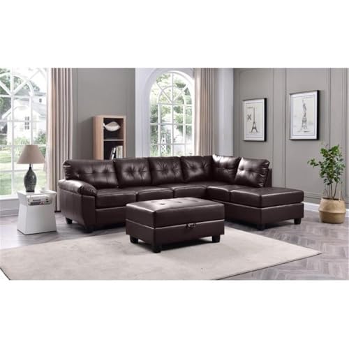 Glory Furniture Gallant Faux Leather Sectional in Cappuccino