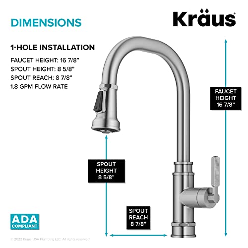 KRAUS Allyn Transitional Industrial Pull-Down Single Handle Kitchen Faucet in Spot-Free Stainless Steel, KPF-4101SFS