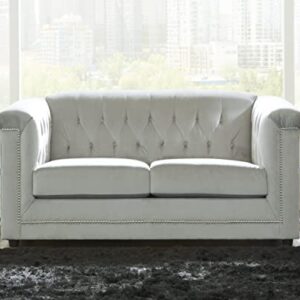 Signature Design by Ashley Josanna Classic Tufted Upholstered Loveseat, Gray