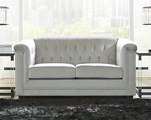 Signature Design by Ashley Josanna Classic Tufted Upholstered Loveseat, Gray