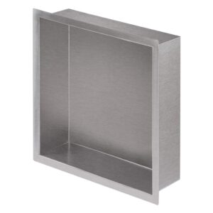 Sanbege 12"×12" Shower Niche Brushed Stainless Steel, Recessed Shower Caddy, Bathroom Shelf Insert Fits for 11"x11" Wall Hole Installation (Nickel)