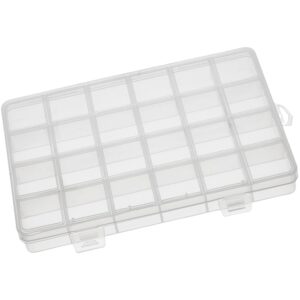 juvielich clear plastic organizer box,component storage box,24 grids fixed storage container jewelry box for beads art diy crafts jewelry fishing tackles 7.60"x5.20"x0.87"(lxwxh) clear white 1pcs