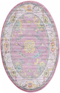 rugs.com paragon collection rug – 5' x 8' oval pink medium-pile rug perfect for living rooms, large dining rooms, open floorplans