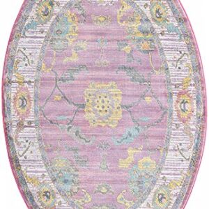 Rugs.com Paragon Collection Rug – 5' x 8' Oval Pink Medium-Pile Rug Perfect for Living Rooms, Large Dining Rooms, Open Floorplans