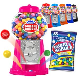 8.5" coin-operated gumball machine bank with 85 gumballs - pink candy dispenser toy for kids