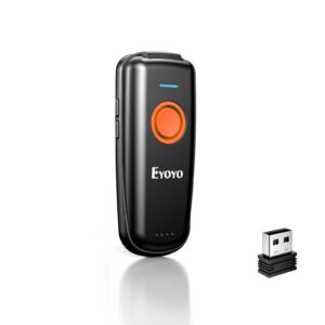 eyoyo 1d linear wireless barcode scanner bluetooth,fast&accurate scanning,volume adjust button,battery level indicator,mini portable pocket inventory bar codes reader for computer, android, ios phones