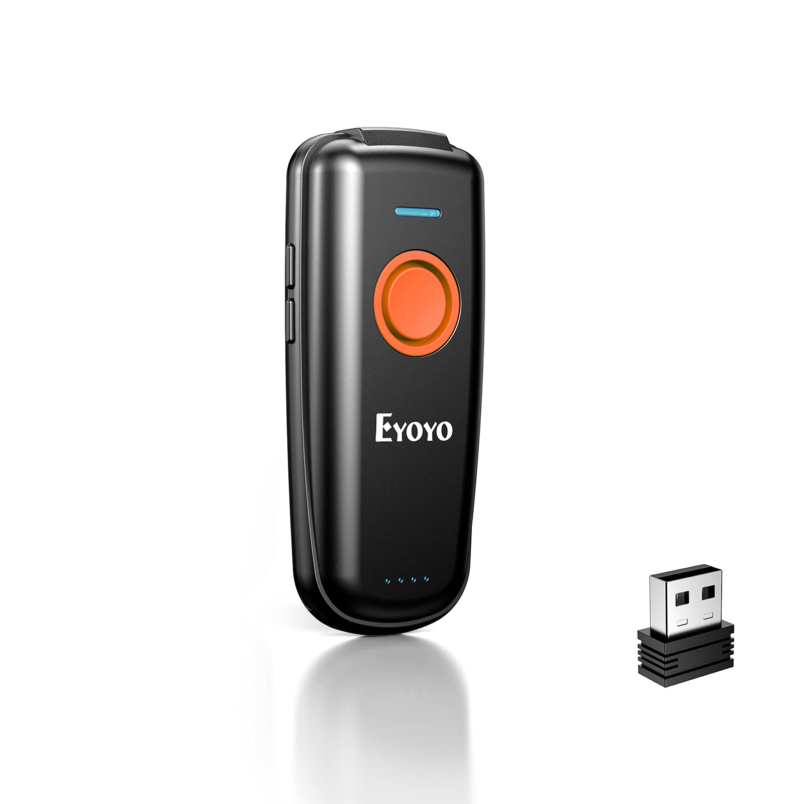 Eyoyo 1D Linear Wireless Barcode Scanner Bluetooth,Fast&Accurate Scanning,Volume Adjust Button,Battery Level Indicator,Mini Portable Pocket Inventory Bar Codes Reader for Computer, Android, iOS Phones