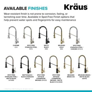 KRAUS Bolden Commercial Style 2-Function Single Handle Pull Down Kitchen Faucet in Brushed Brass/Matte Black, KPF-1610BBMB