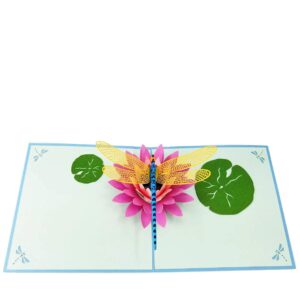 pop card express dragonfly 3d pop up greeting card - happy birthday card, just because, mother's day, for son, daughter, kids, children (dragonfly pop up card)