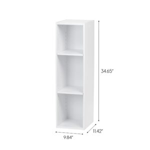 IRIS USA 2-Tier Cubby Storage Bookshelf with Adjustable Shelves, 8" Width Stackable Easy Assembly Space Saving Shelving Unit Bookcase, White