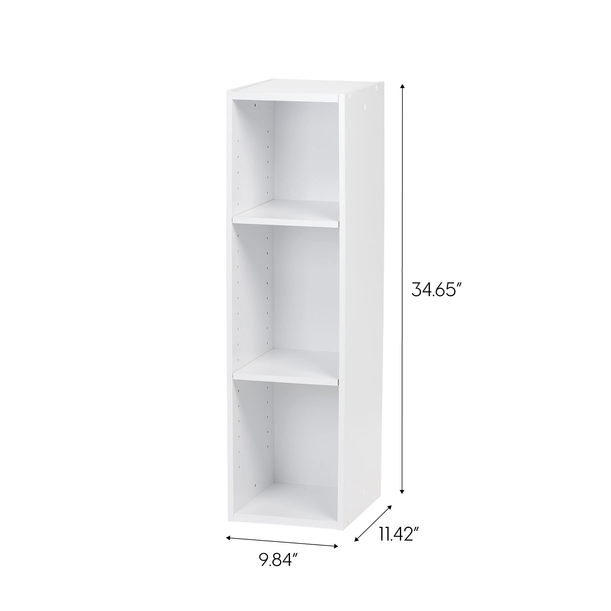 IRIS USA 2-Tier Cubby Storage Bookshelf with Adjustable Shelves, 8" Width Stackable Easy Assembly Space Saving Shelving Unit Bookcase, White