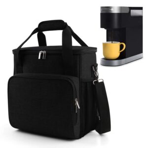 baglher coffee maker travel bag compatible with keurig k-mini, k-mini plus, nespresso vertuo or other accessories, portable coffee maker case with shoulder strap for travel black