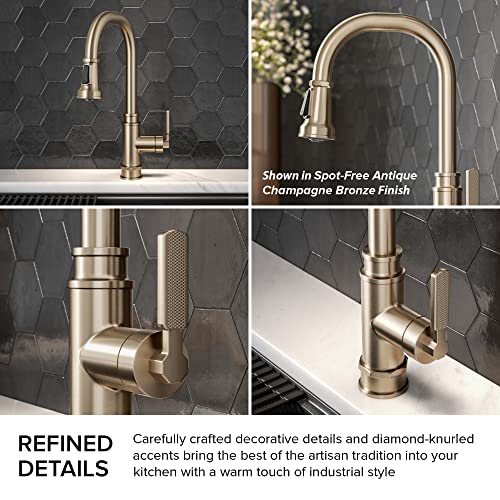 KRAUS Allyn Transitional Industrial Pull-Down Single Handle Kitchen Faucet in Spot-Free Stainless Steel, KPF-4101SFS