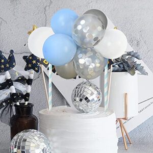 Since Navy Silver Balloon Cloud Cake Topper, Mini Balloon Garland Cake Topper 13pcs 5inch Navy Blue Silver Confetti Balloon for Boys Girls Birthday Bridal Shower Baby Shower Party Decorations