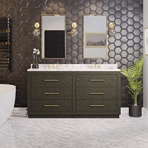 kitchen bath collection avery 72-inch double bathroom vanity (carrara/dark oak): includes dark oak cabinet with stunning carrara marble countertop and white ceramic sinks