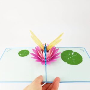 POP CARD EXPRESS Dragonfly 3D Pop Up Greeting Card - Happy Birthday Card, Just Because, Mother's Day, for son, daughter, kids, children (Dragonfly Pop Up Card)