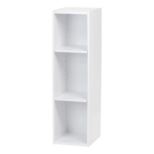 IRIS USA 2-Tier Cubby Storage Bookshelf with Adjustable Shelves, 8" Width Stackable Easy Assembly Space Saving Shelving Unit Bookcase, White