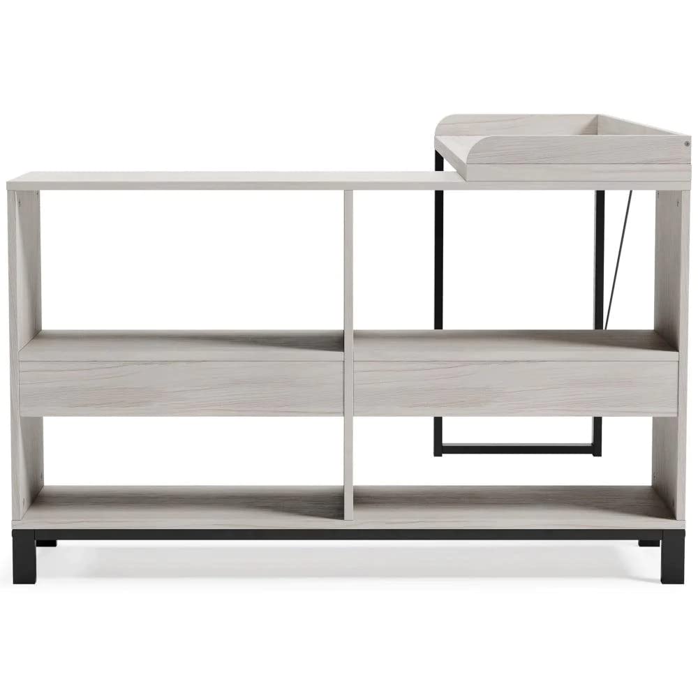 Signature Design by Ashley Bayflynn Modern L-Desk, White & Black