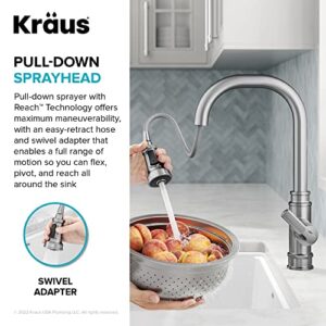 KRAUS Allyn Transitional Industrial Pull-Down Single Handle Kitchen Faucet in Spot-Free Stainless Steel, KPF-4101SFS