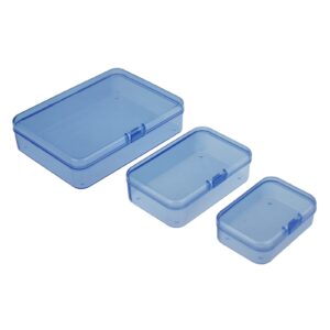 LJY 36 Pieces Mixed Sizes Rectangular Empty Mini Plastic Storage Containers with Lids for Small Items and Other Craft Projects (Blue)