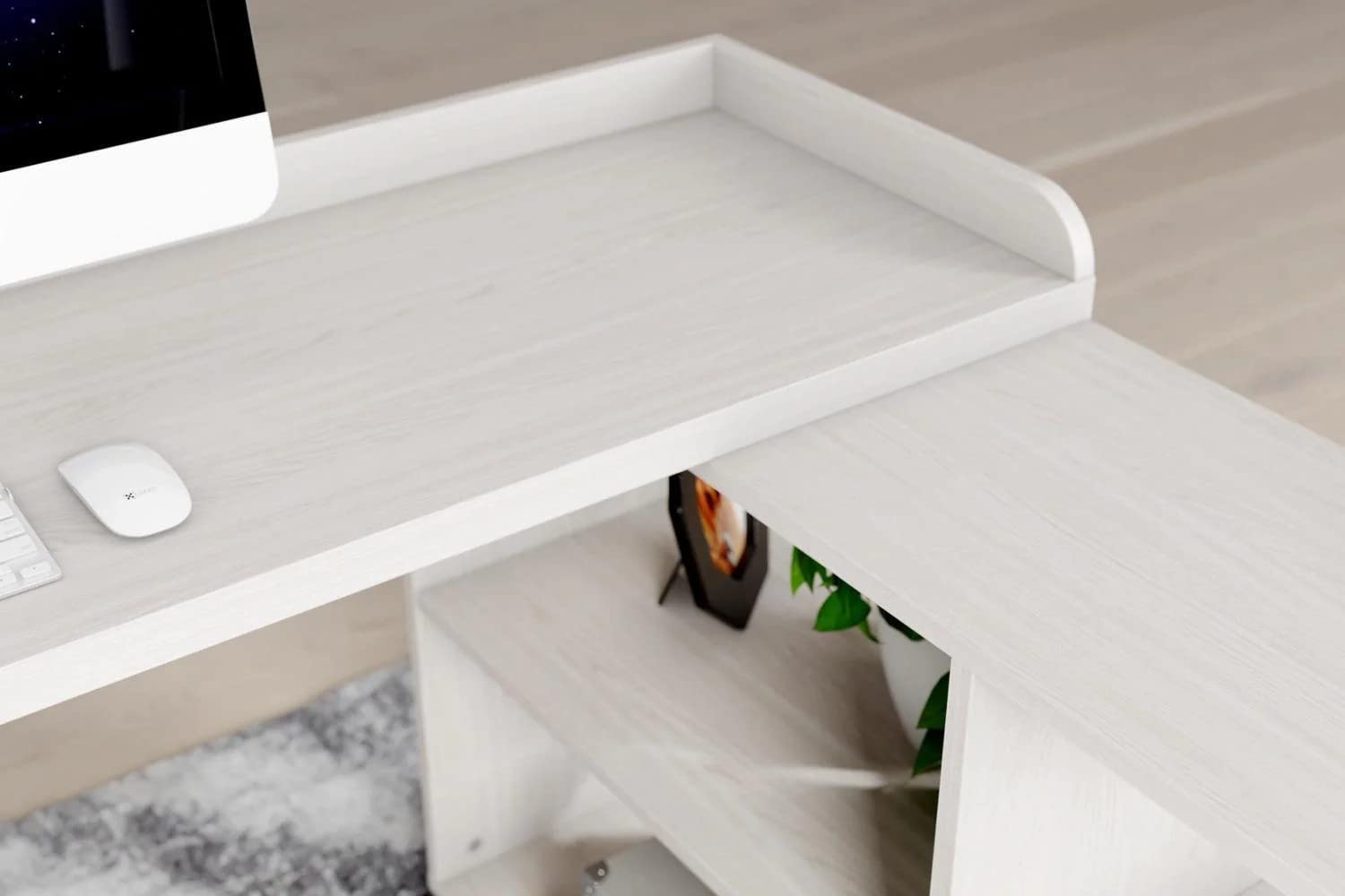 Signature Design by Ashley Bayflynn Modern L-Desk, White & Black