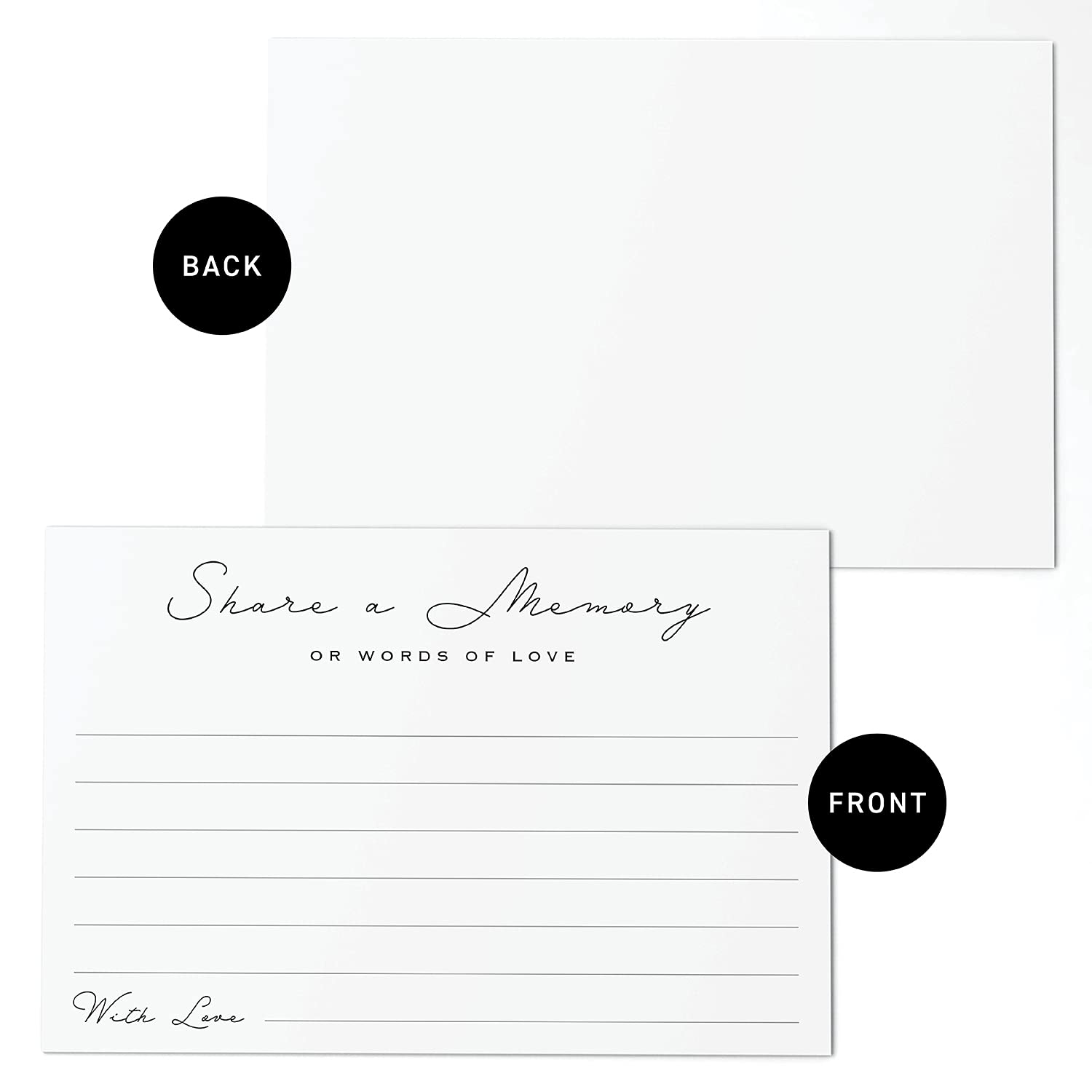 Share a Memory Cards - Minimalist Well Wishes Card - 6 x 4 - Set of 50 - for Celebration of Life, Weddings, Anniversaries, Memorials, Funerals, Birthdays, Graduation, Retirement, Going Away