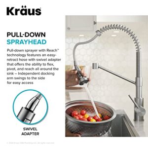 KRAUS Bolden Commercial Style 2-Function Single Handle Pull Down Kitchen Faucet in Brushed Brass/Matte Black, KPF-1610BBMB