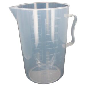 aicosineg lab graduated beakers plastic measuring cup 2000ml transparent measuring cup measure liquid and baking items with handle and spout for school laboratory, pouring cup,or kitchen 1 pcs