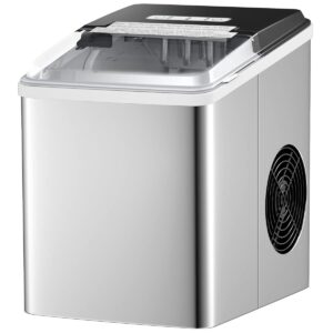 simoe ice makers countertop 26.5 lbs/24 hour electric portable ice maker machine with self-cleaning, 304 food grade stainless steel ice cube maker 9 ice cubes ready in 6 minutes, led control