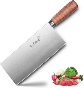 shi ba zi zuo 8 inch forged professional chef cleaver vegetable knife high carbon steel with sturdy rosewood handle for daily basis