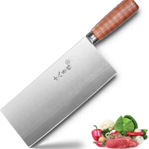 SHI BA ZI ZUO 8 Inch Forged Professional Chef Cleaver Vegetable Knife High Carbon Steel with Sturdy Rosewood Handle for Daily Basis