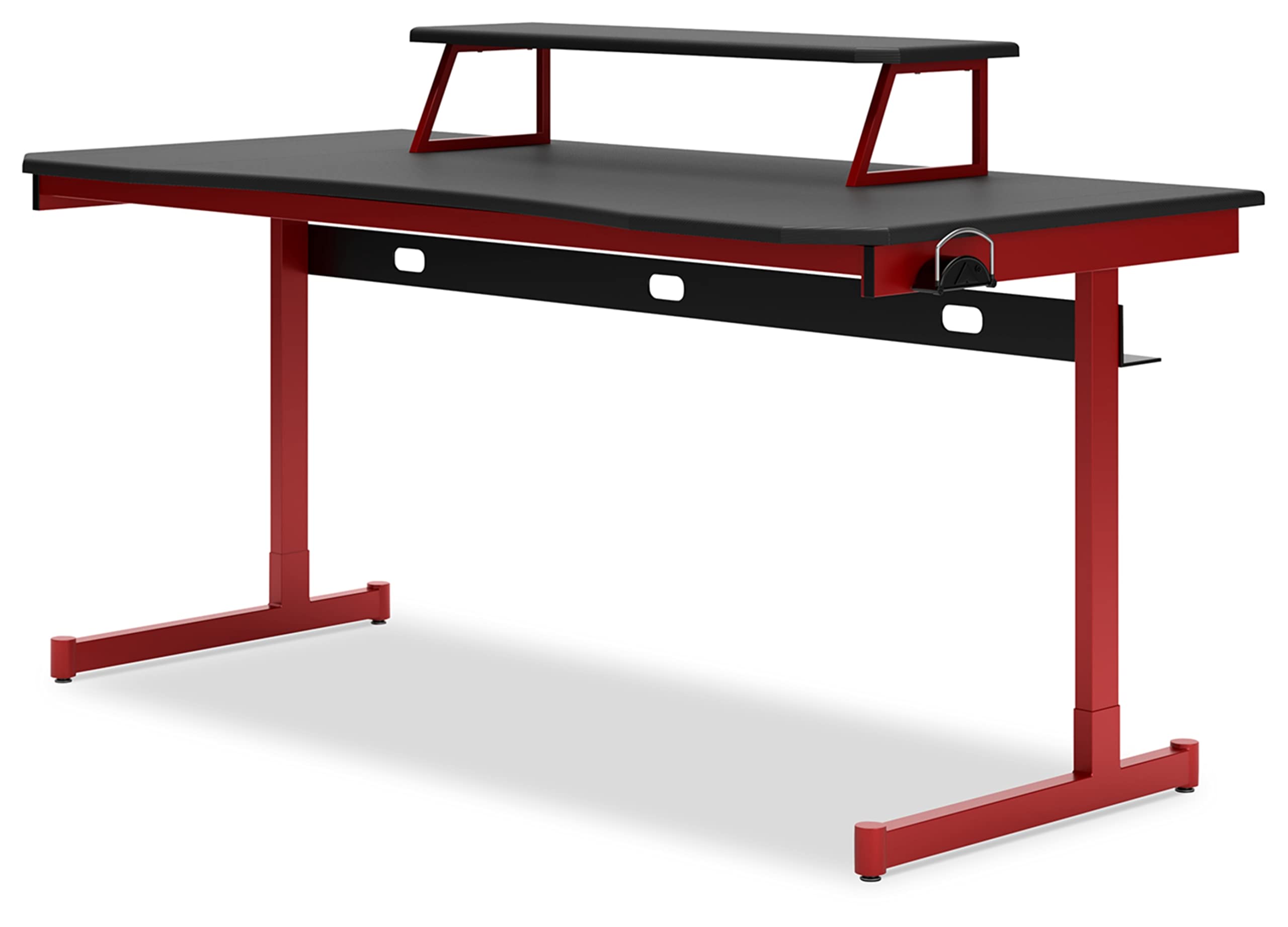 Signature Design by Ashley Lynxtyn Contemporary 63" Home Office Desk with Raised Monitor Stand, Red & Black