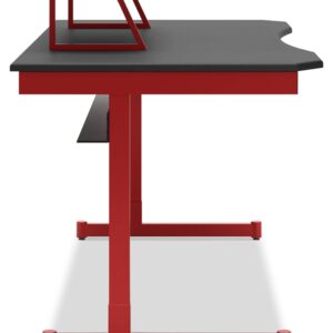 Signature Design by Ashley Lynxtyn Contemporary 63" Home Office Desk with Raised Monitor Stand, Red & Black