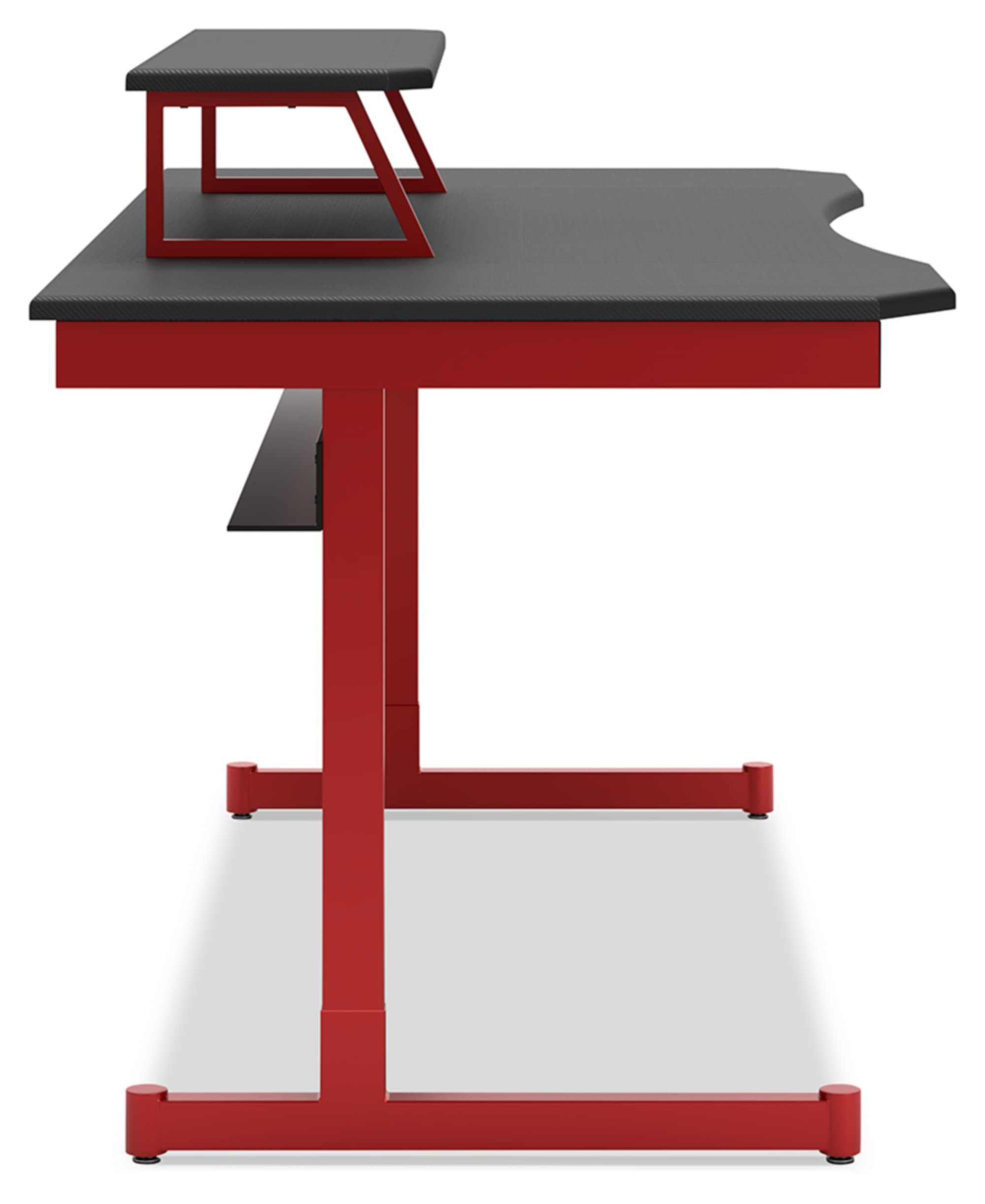 Signature Design by Ashley Lynxtyn Contemporary 63" Home Office Desk with Raised Monitor Stand, Red & Black