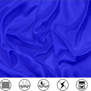 Premium Quality Royal Blue 3pcs Duvet Cover Set 100% Satin Silk Solid Super King Size,1000 Thread Count Luxury Soft and Comfortable,with Corner Ties (1 Duvet Cover+2 Pillowcases) 108x98Inches