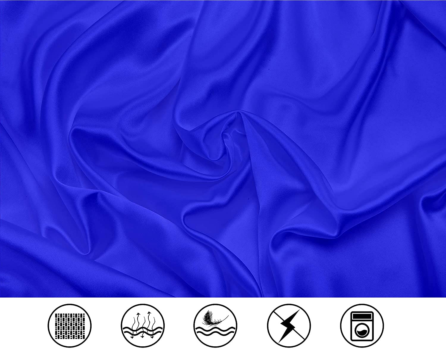 Premium Quality Royal Blue 3pcs Duvet Cover Set 100% Satin Silk Solid Super King Size,1000 Thread Count Luxury Soft and Comfortable,with Corner Ties (1 Duvet Cover+2 Pillowcases) 108x98Inches